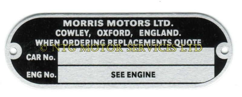 Morris Oxford Plate - Car Number (MORRIS)